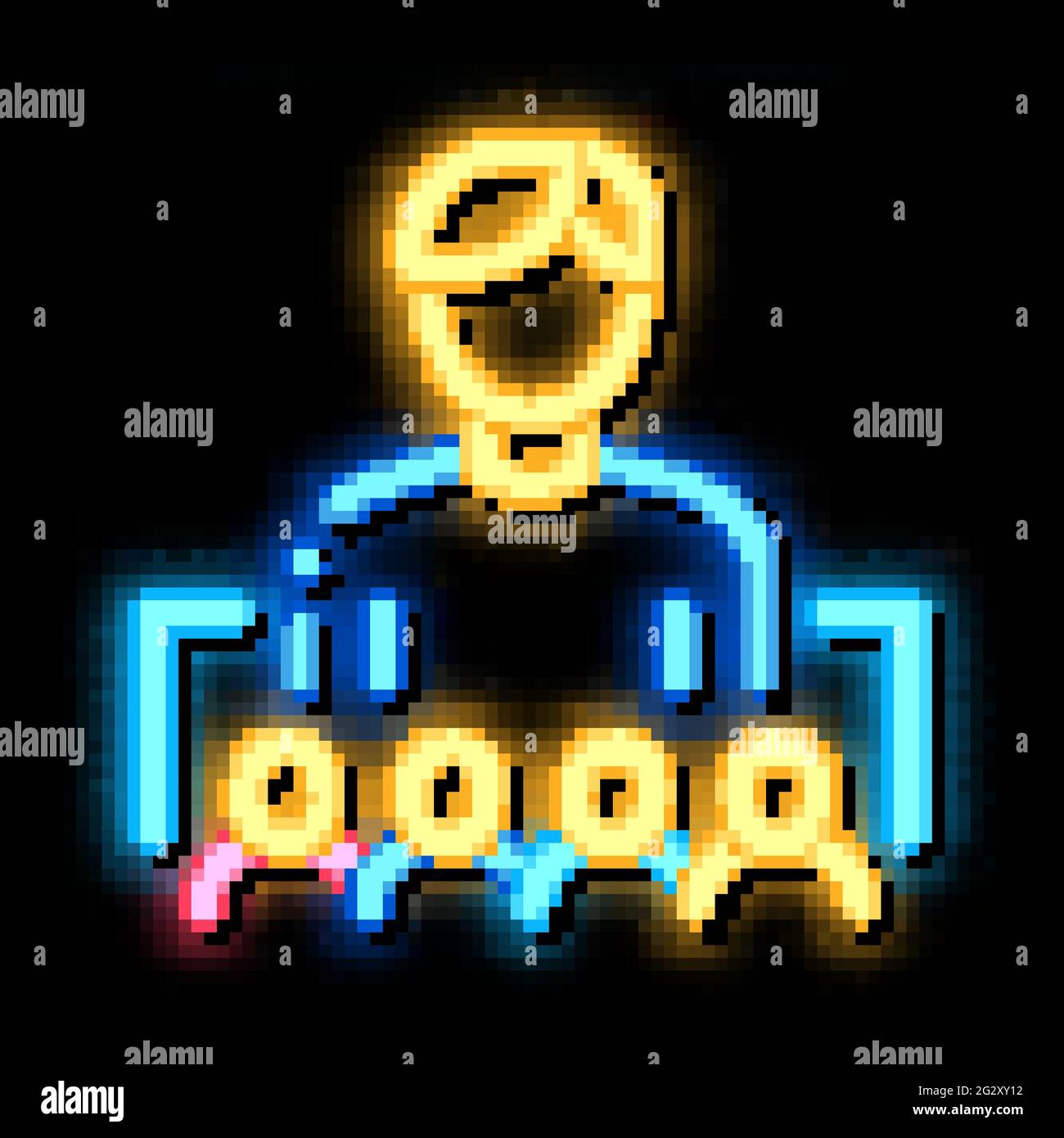 working in team or leadership of administrator neon glow icon ...