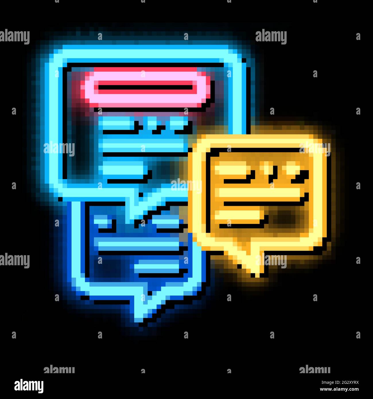 communication and chatting administrator neon glow icon illustration ...