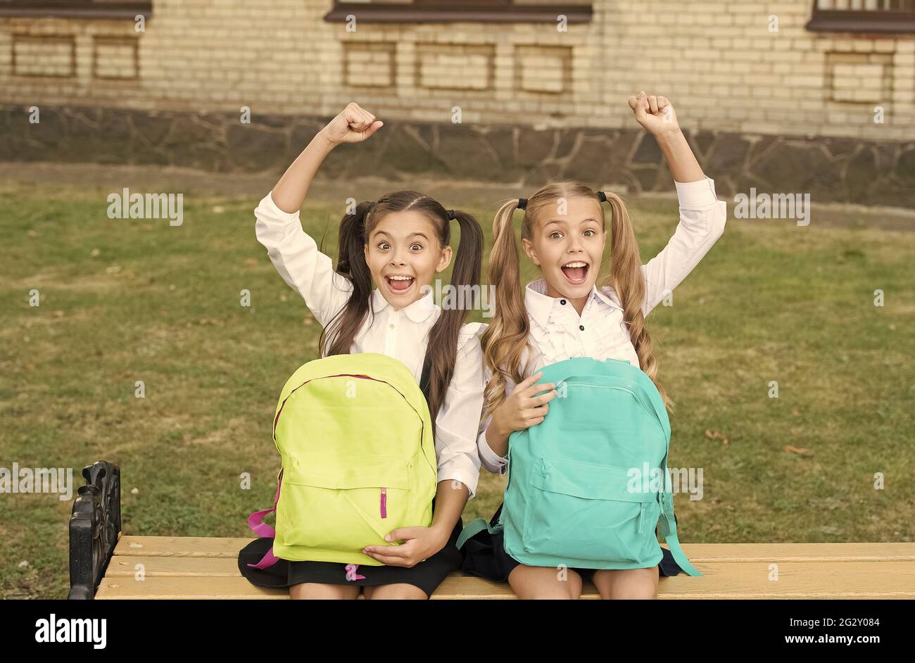 Tradition of winners. Happy winners celebrate outdoors. Little children ...