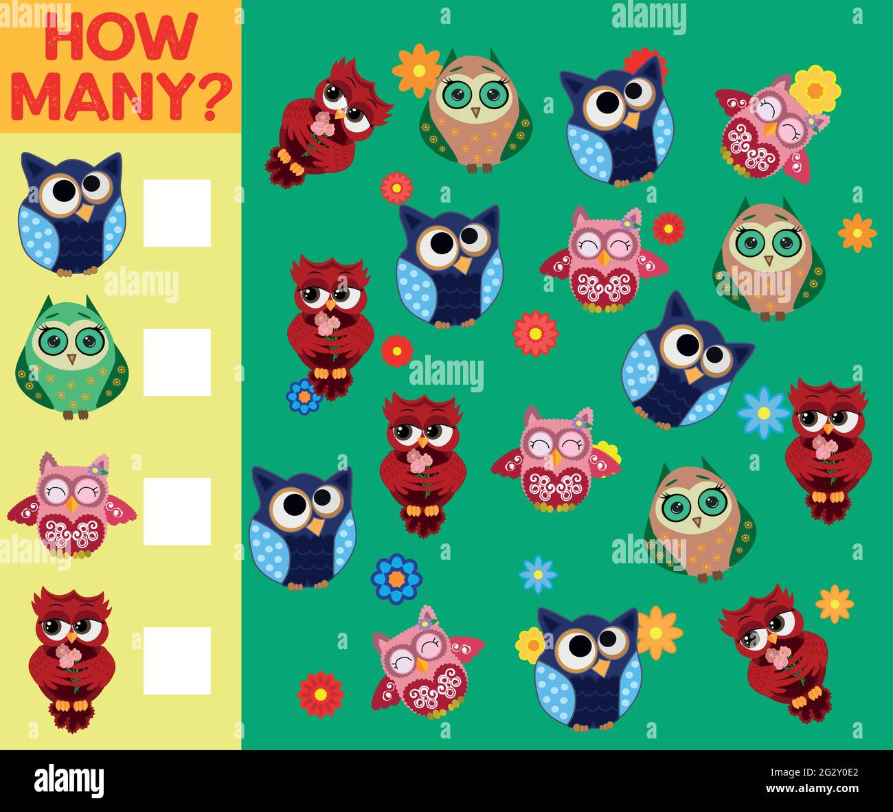 Cartoon Illustration of Educational Counting Activity Game for Children ...