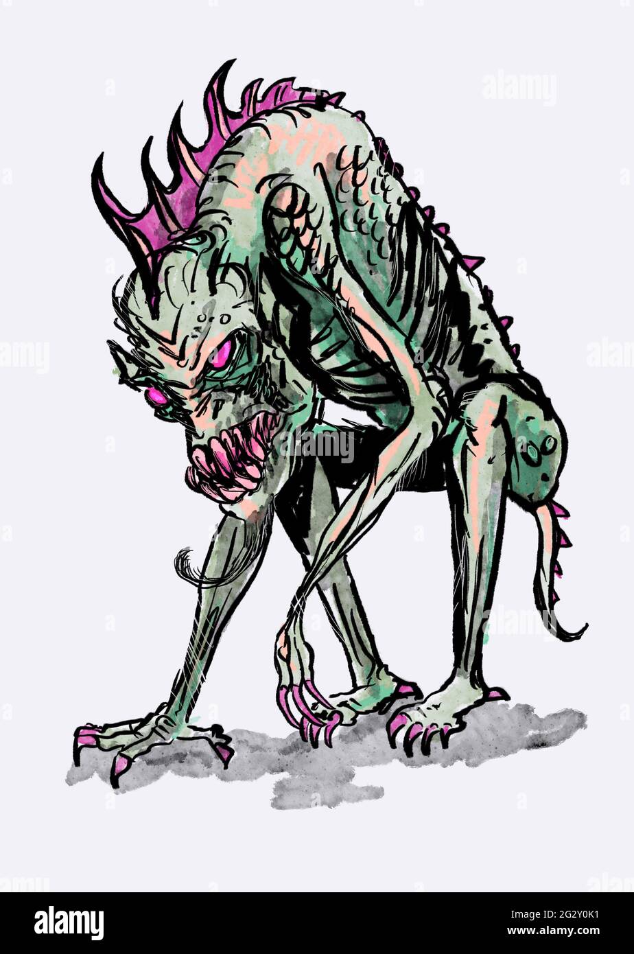 Chupacabra cryptid illustration Stock Photo - Alamy