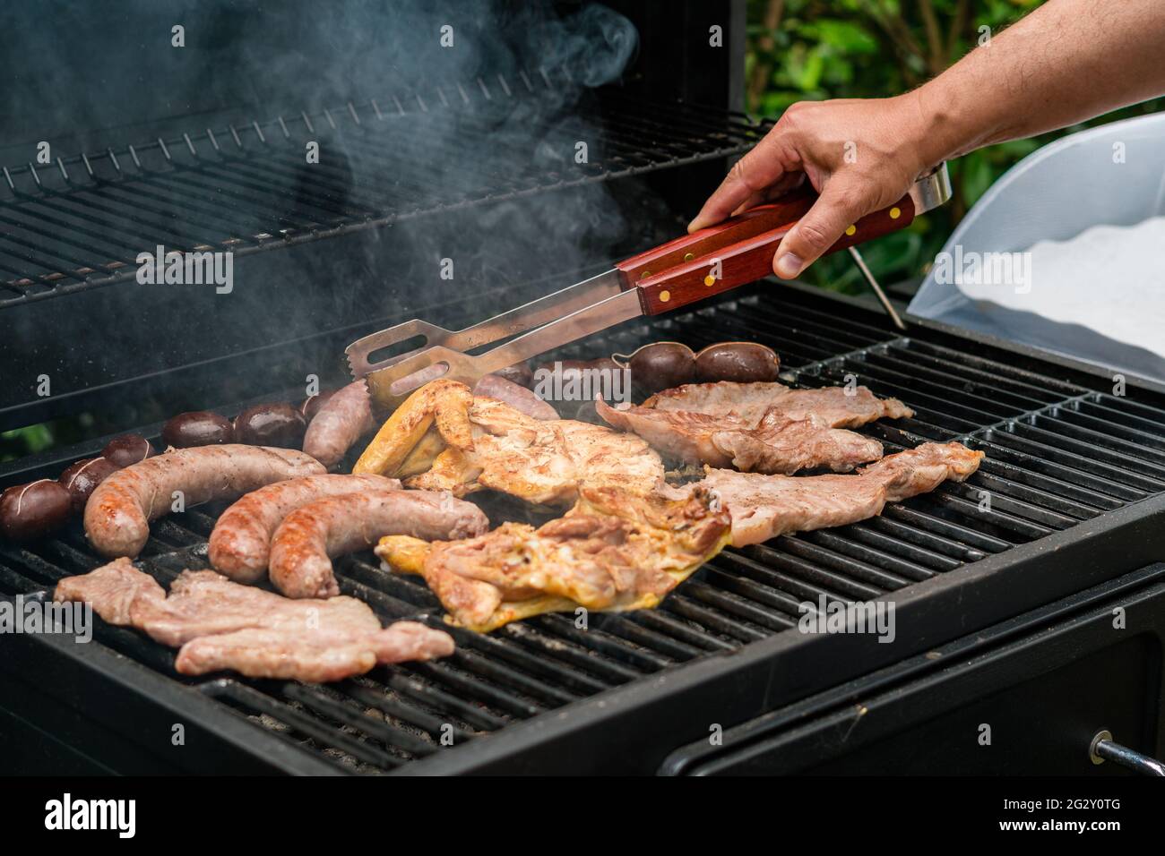 Facade of rustic country house and rusty iron fence close-up Stock ...