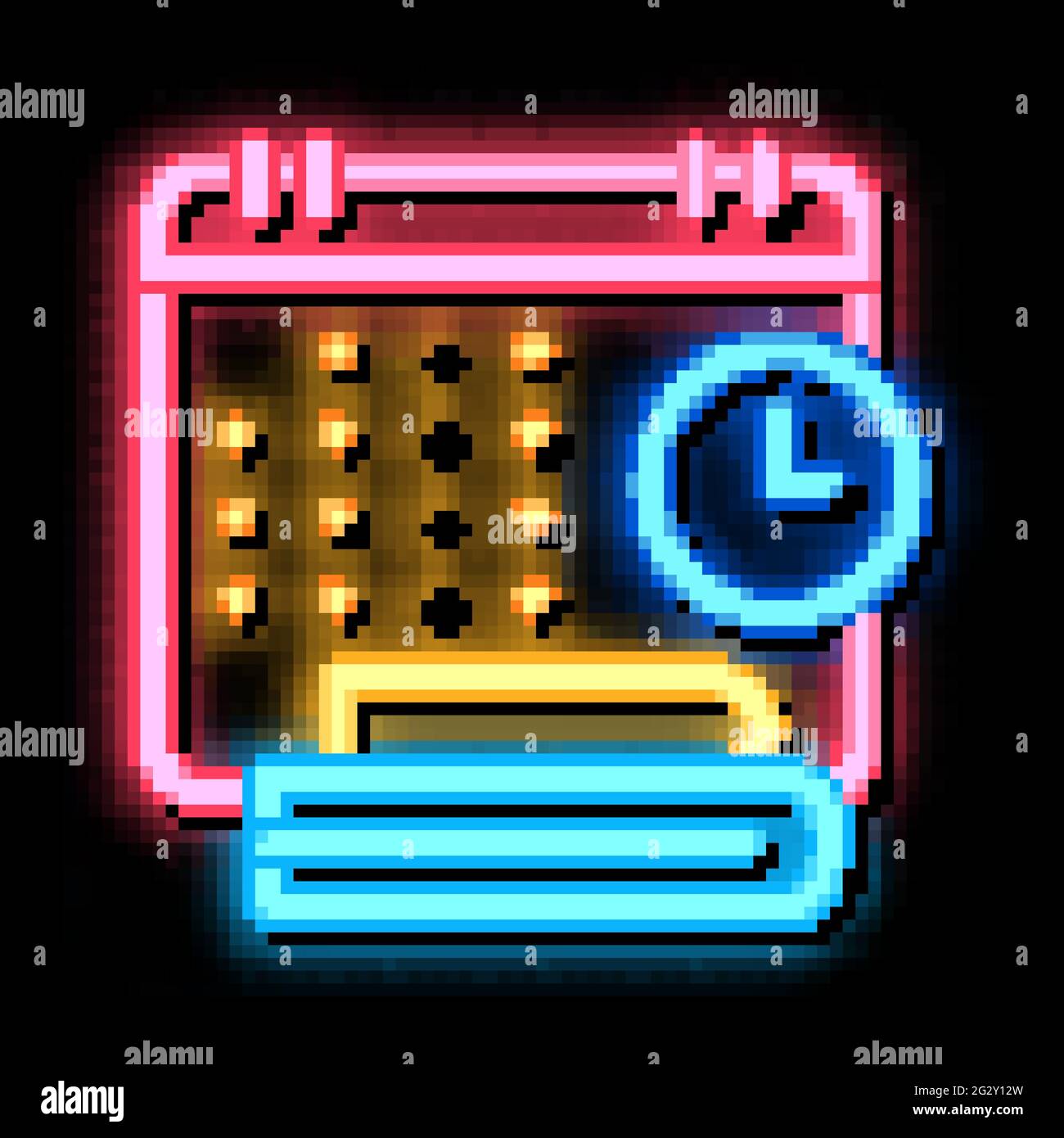 schedule and daily routine of administrator neon glow icon illustration ...