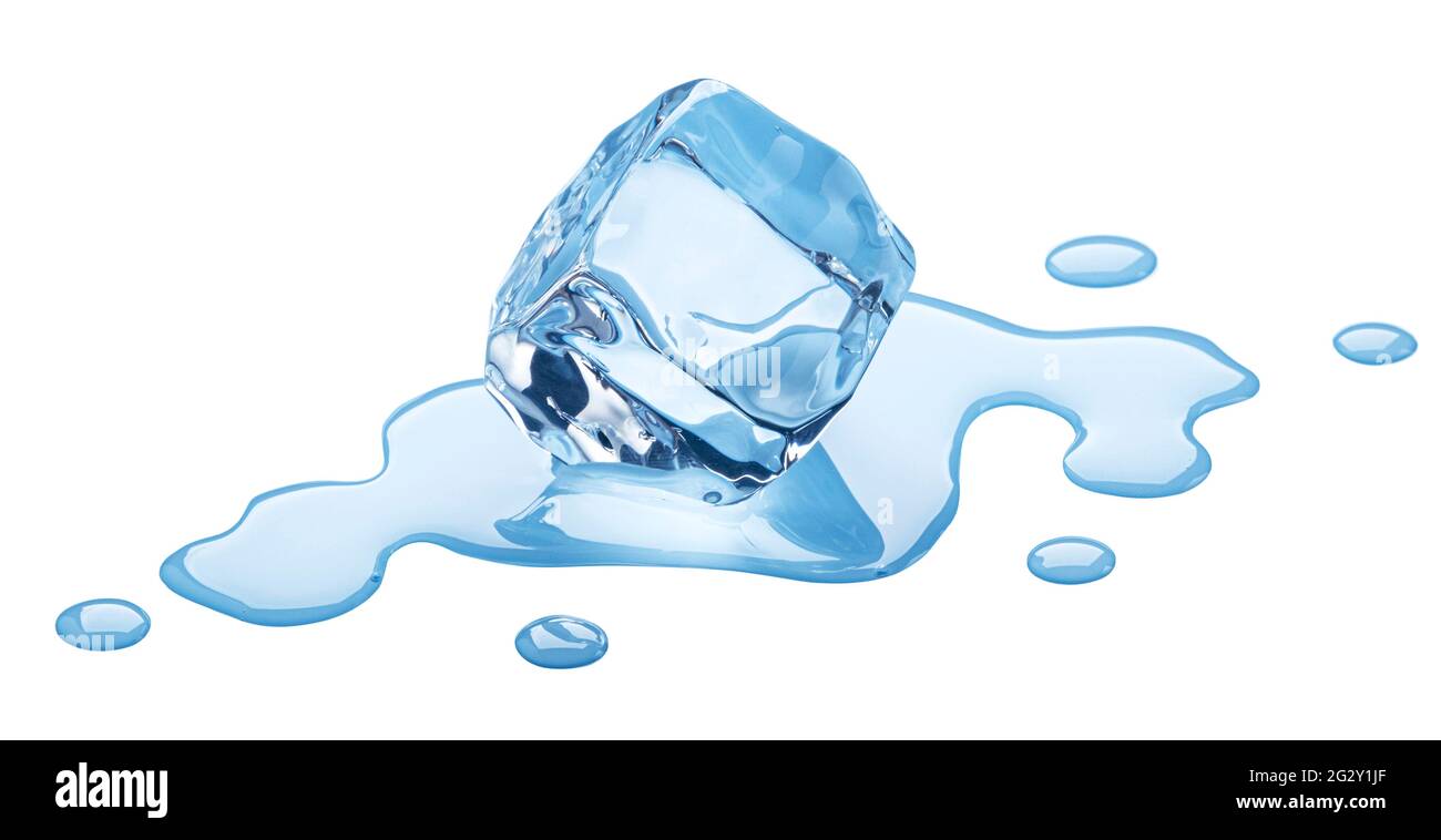 One melting ice cube isolated on white background Stock Photo - Alamy