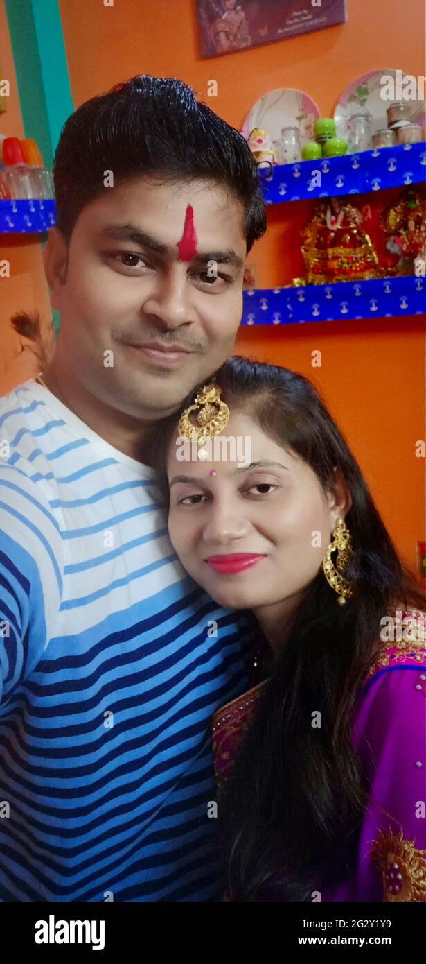 A Portrait Shot of happy romantic couple in love and having fun Stock ...