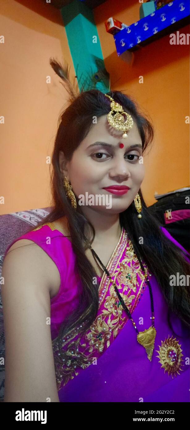 A Portrait of a Beautiful Young Woman, with cute smile and open long ...