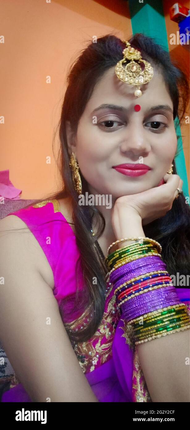 A Portrait of a Beautiful Young Woman, with cute smile and open long ...