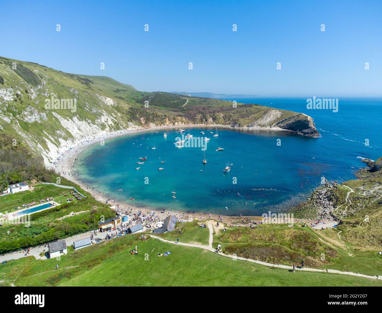 Lulworth cove drone hi-res stock photography and images - Alamy