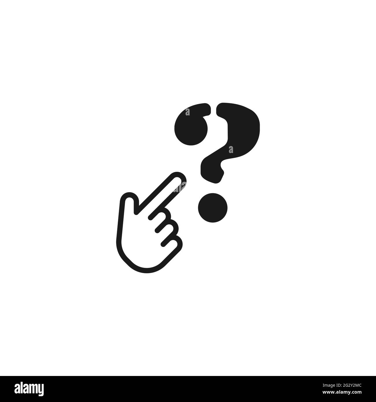 Vector hand icon, finger pointing at the question mark. Search for the ...