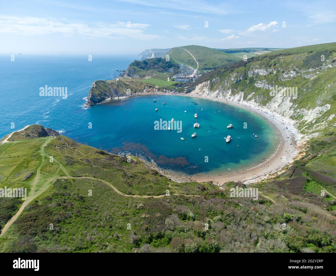 Lulworth cove dorset aerial hi-res stock photography and images - Alamy