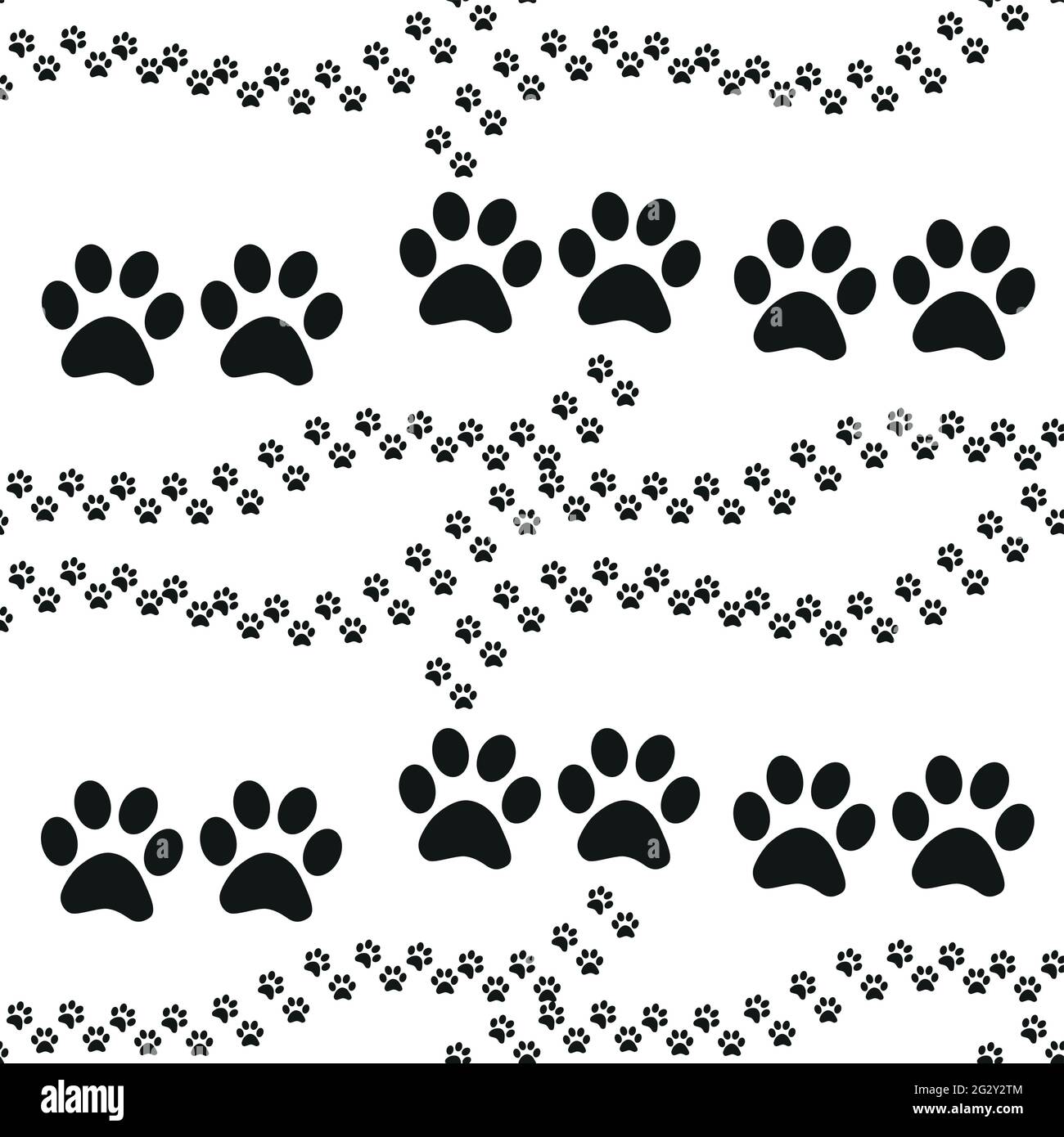 Animal footprint seamless pattern. Footprints of a cat, dog, bear, lion ...