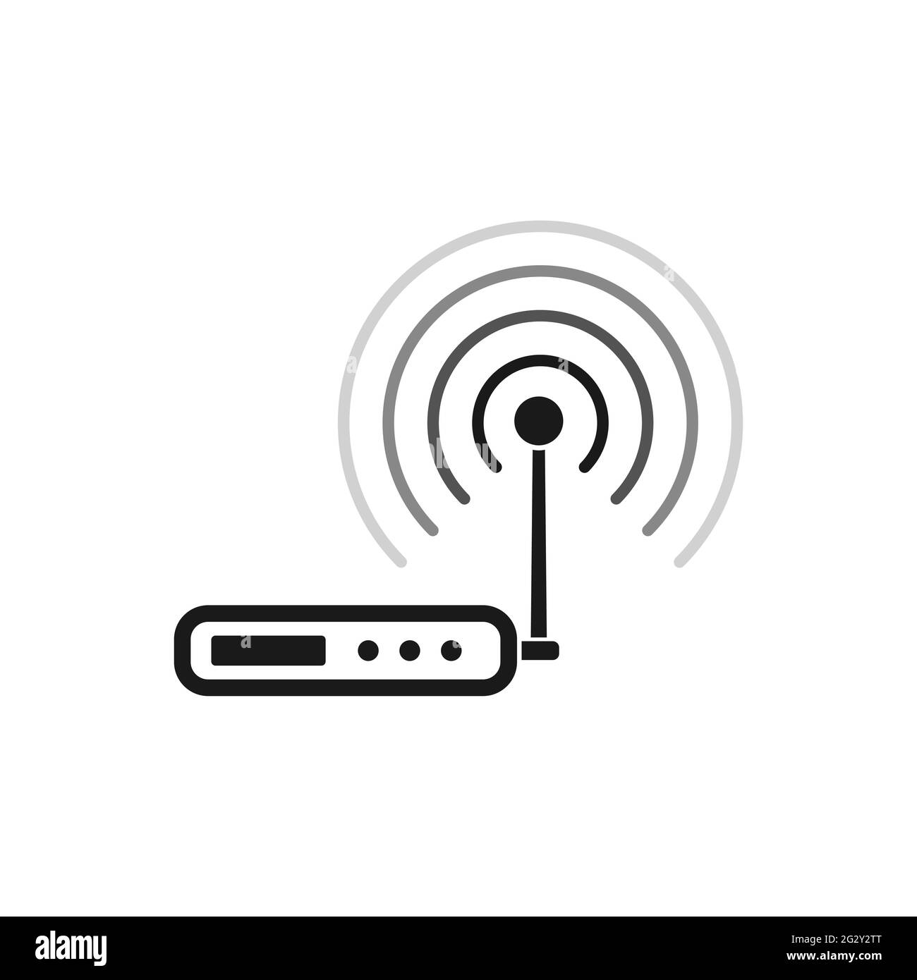 Vector icon of a Wi-Fi router with an antenna. Wireless Internet Stock ...