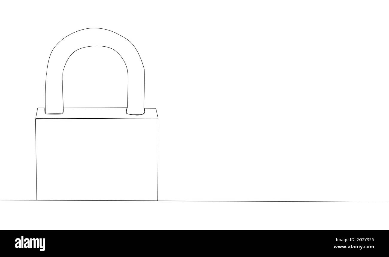 Self-drawing with one line of a closed padlock on a white background ...