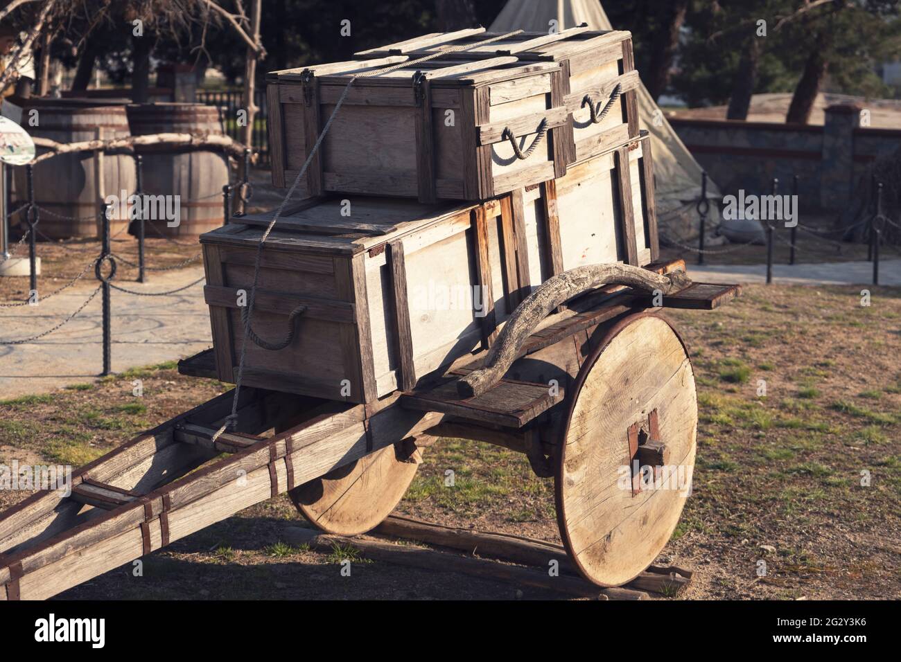 The ox cart. An ancient method of carrying loads Stock Photo - Alamy