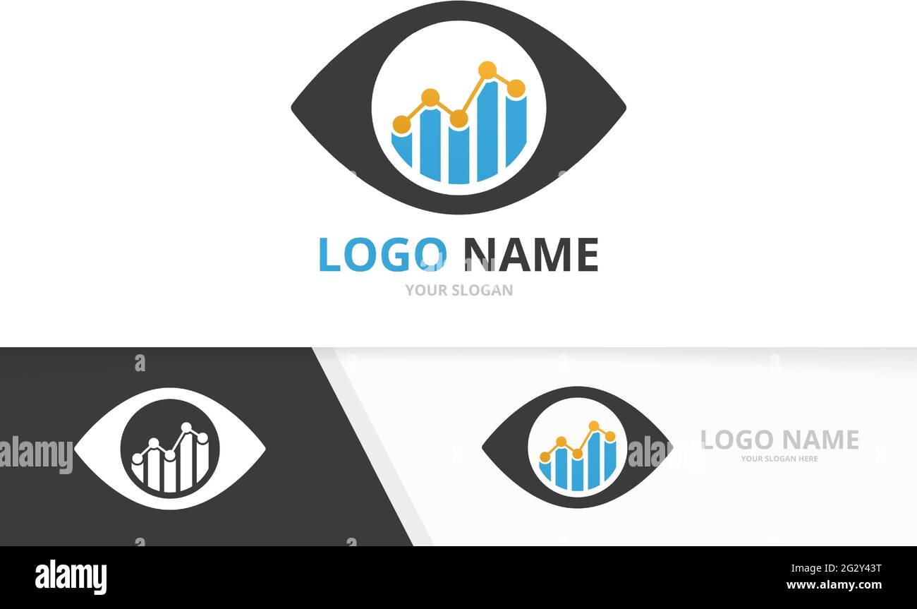 Vector eye and graph logo combination. Unique diagram logotype design ...