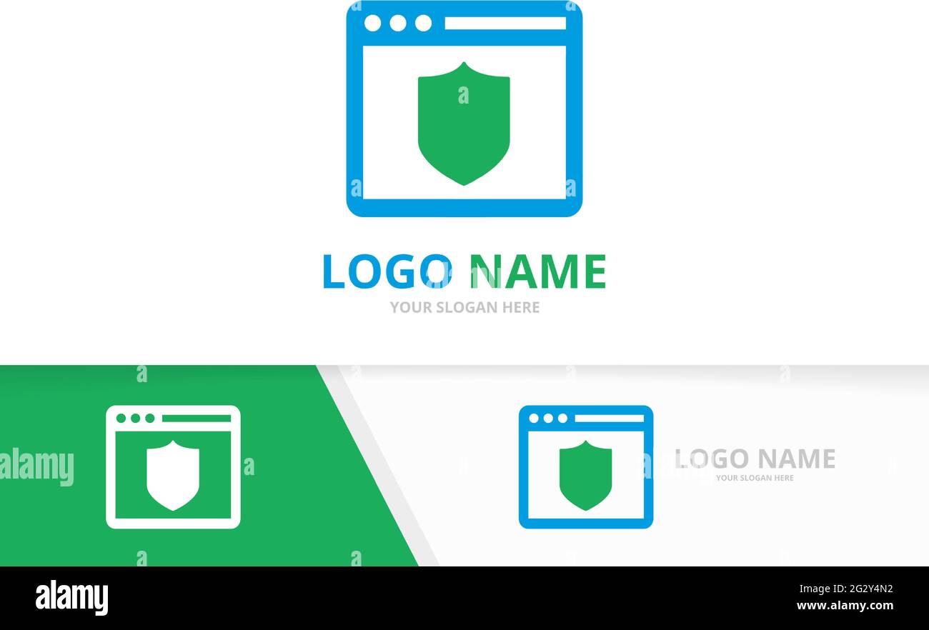 Vector shield and browser logo combination. Security and web page ...