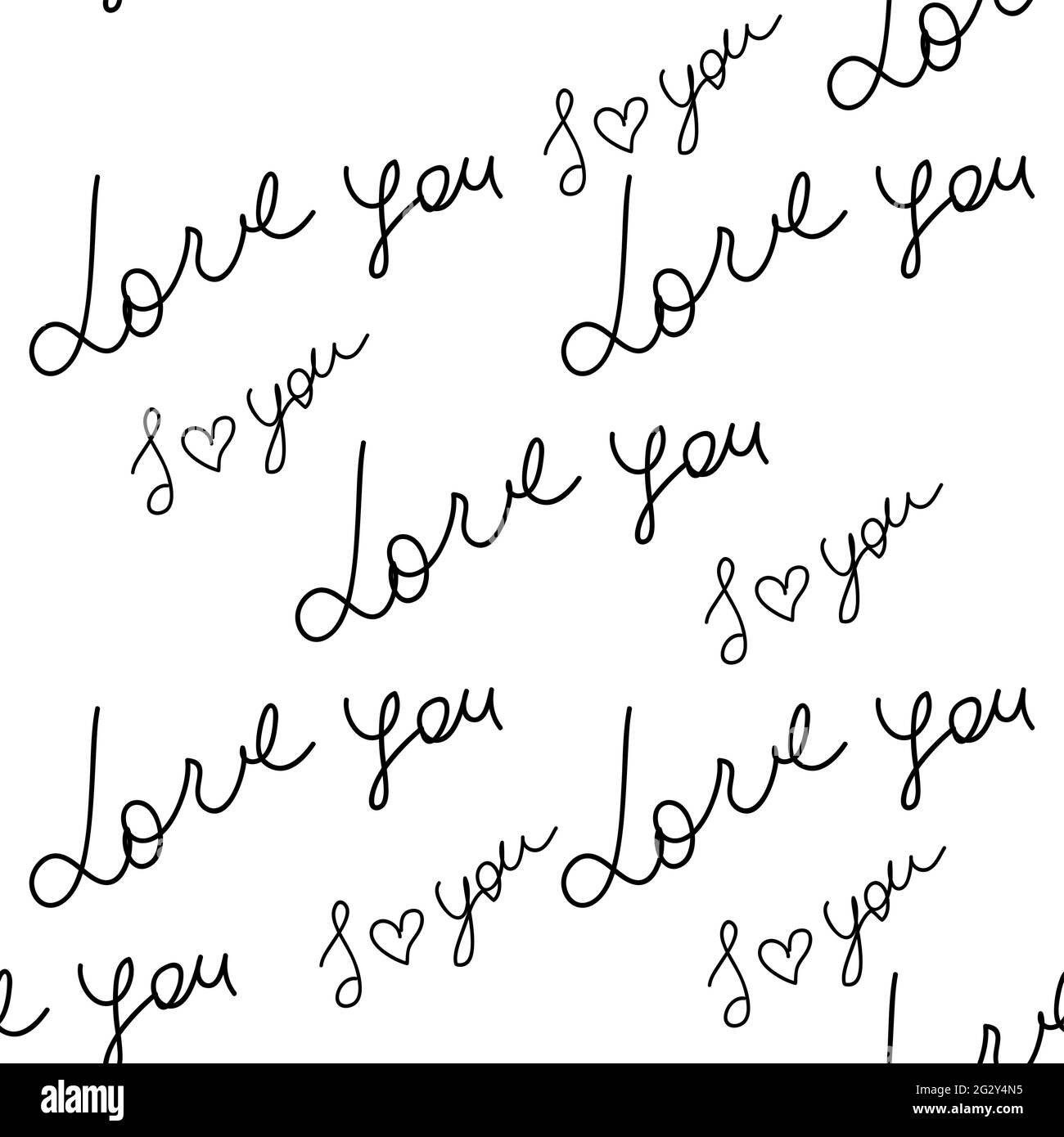 love you hearts romantic pattern illustration isolated on white. black ...