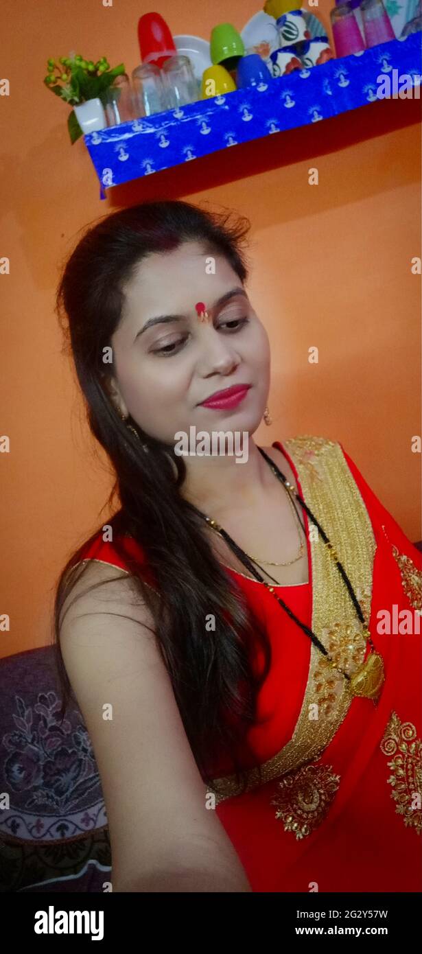 A Portrait of a Beautiful Young Woman, with cute smile and open long ...