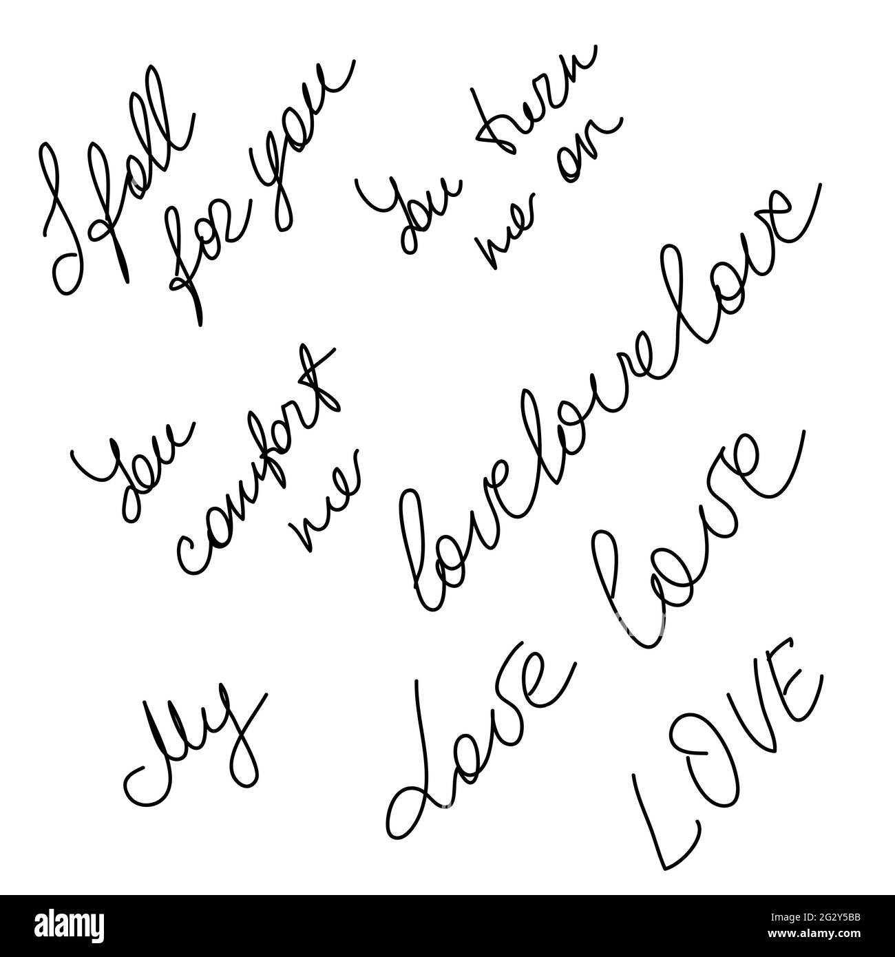 set of word LOVE original custom hand lettering, handmade calligraphy ...