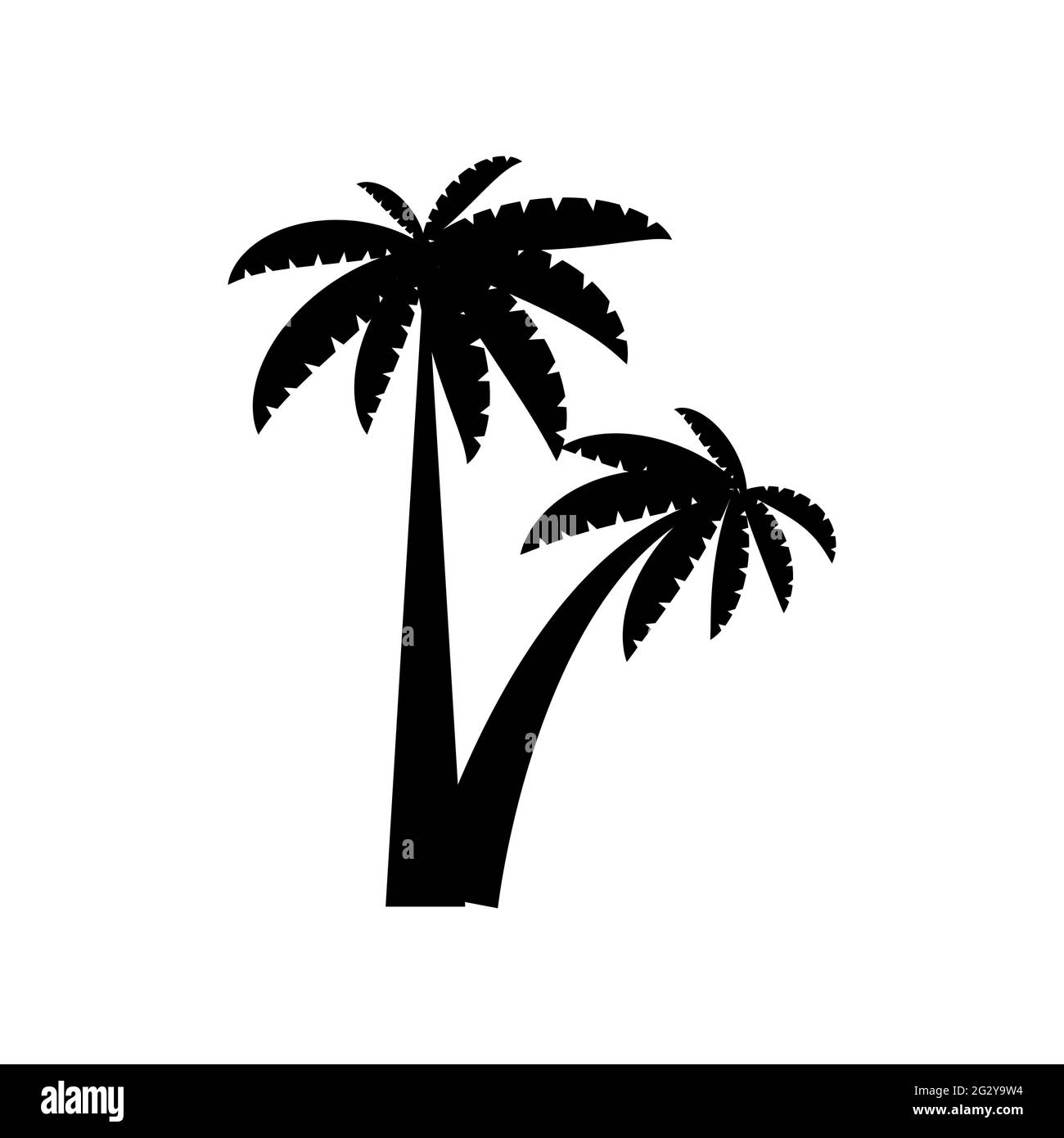 palm tropical tree set icons black silhouette illustration isolated on ...