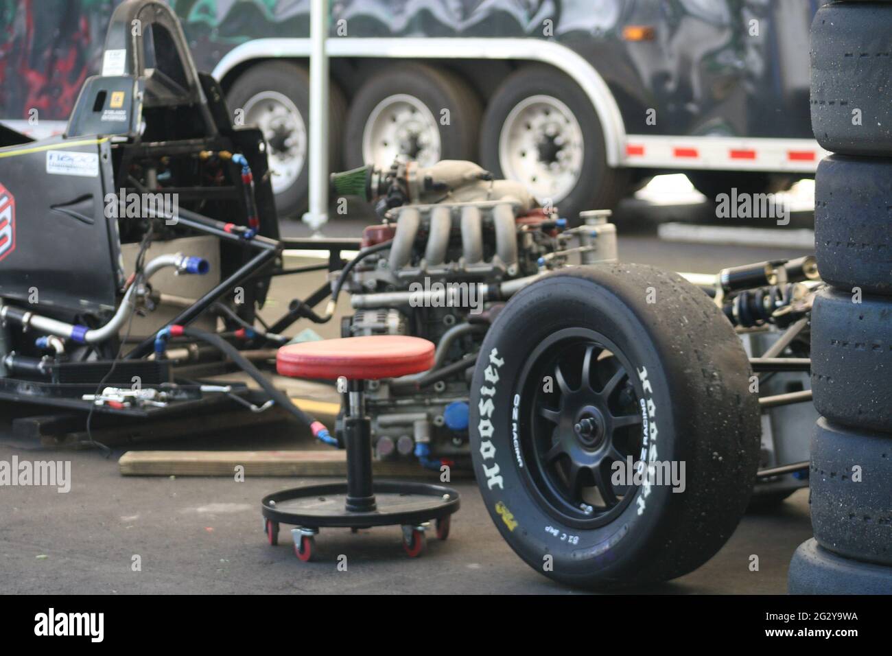Road America Raceway paddock during the June Sprints SCCA Stock Photo ...