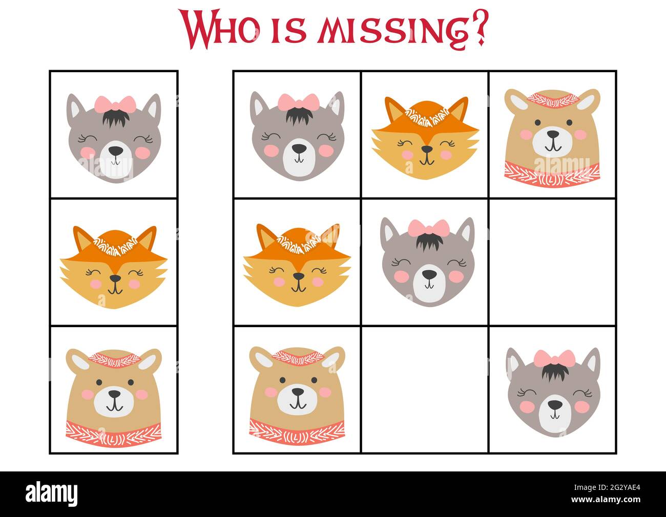 Sudoku game for children with pictures. Kids activity sheet. cute ...