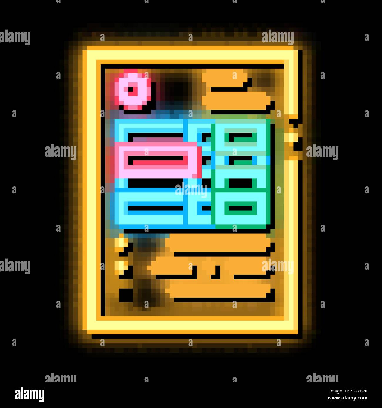 document with table of audit credit and debit neon glow icon ...