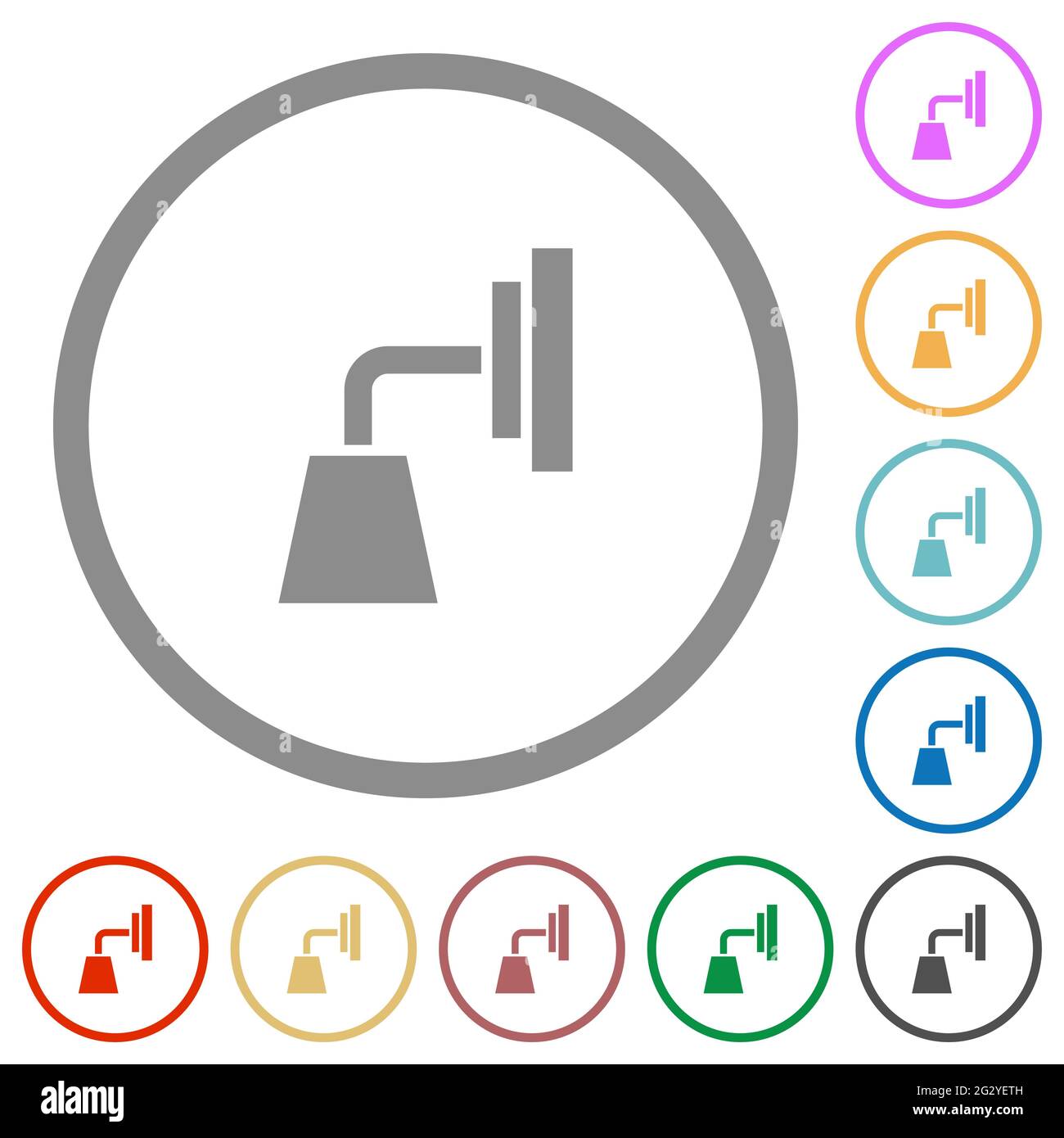 Wall lamp flat color icons in round outlines on white background Stock ...