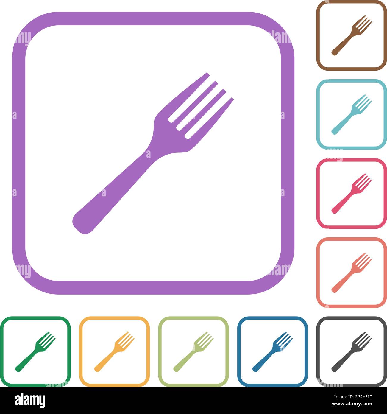 Single fork simple icons in color rounded square frames on white ...