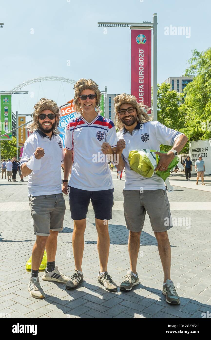 Wembley Stadium, Wembley Park, UK. 13th June 2021. Football fans ...