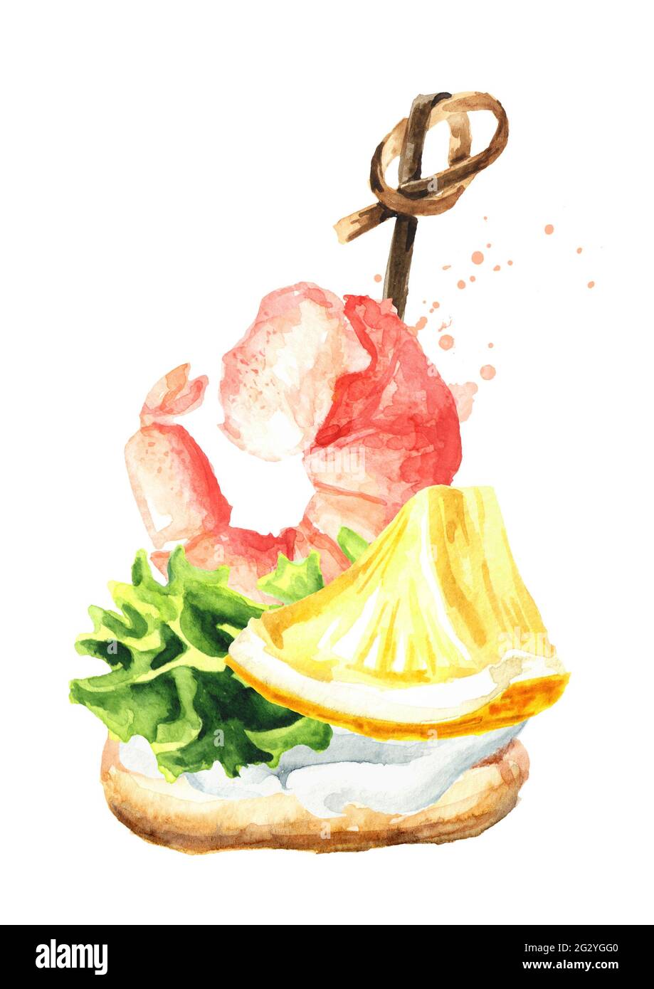 Appetizer for a festive table. Mini canape with cream, slice of lemon ...