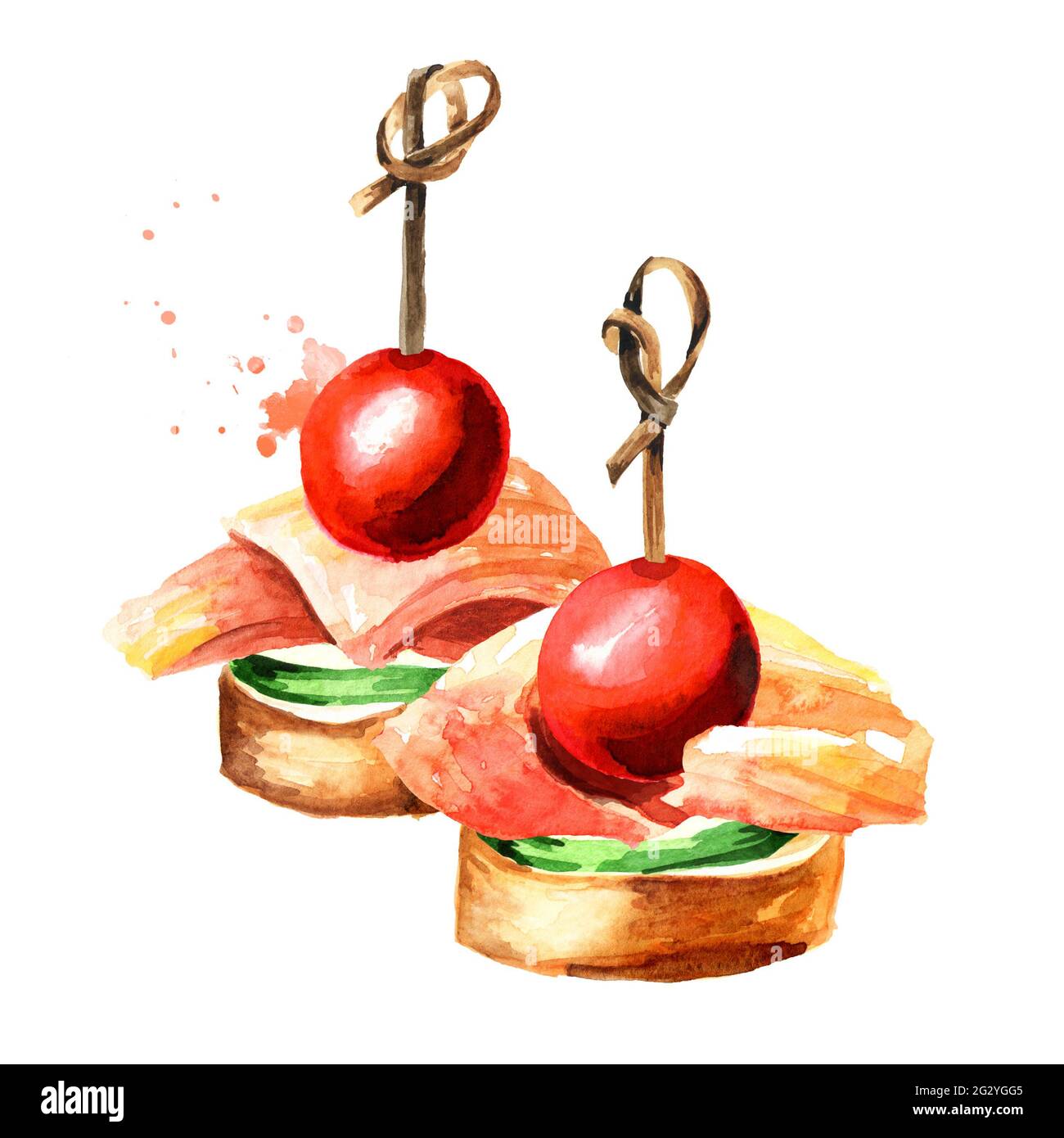 Appetizer for a festive table. Mini canape with slice of cucumber ...