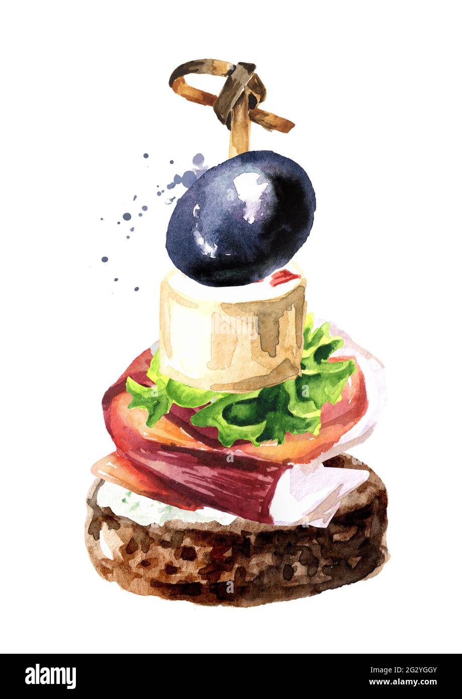 Appetizer for a festive table. Mini canape with hamon, cream cheese and ...