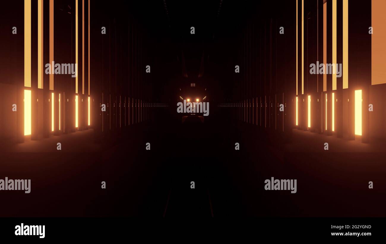 Perspective abstract 3d illustration of illuminated yellow elements ...