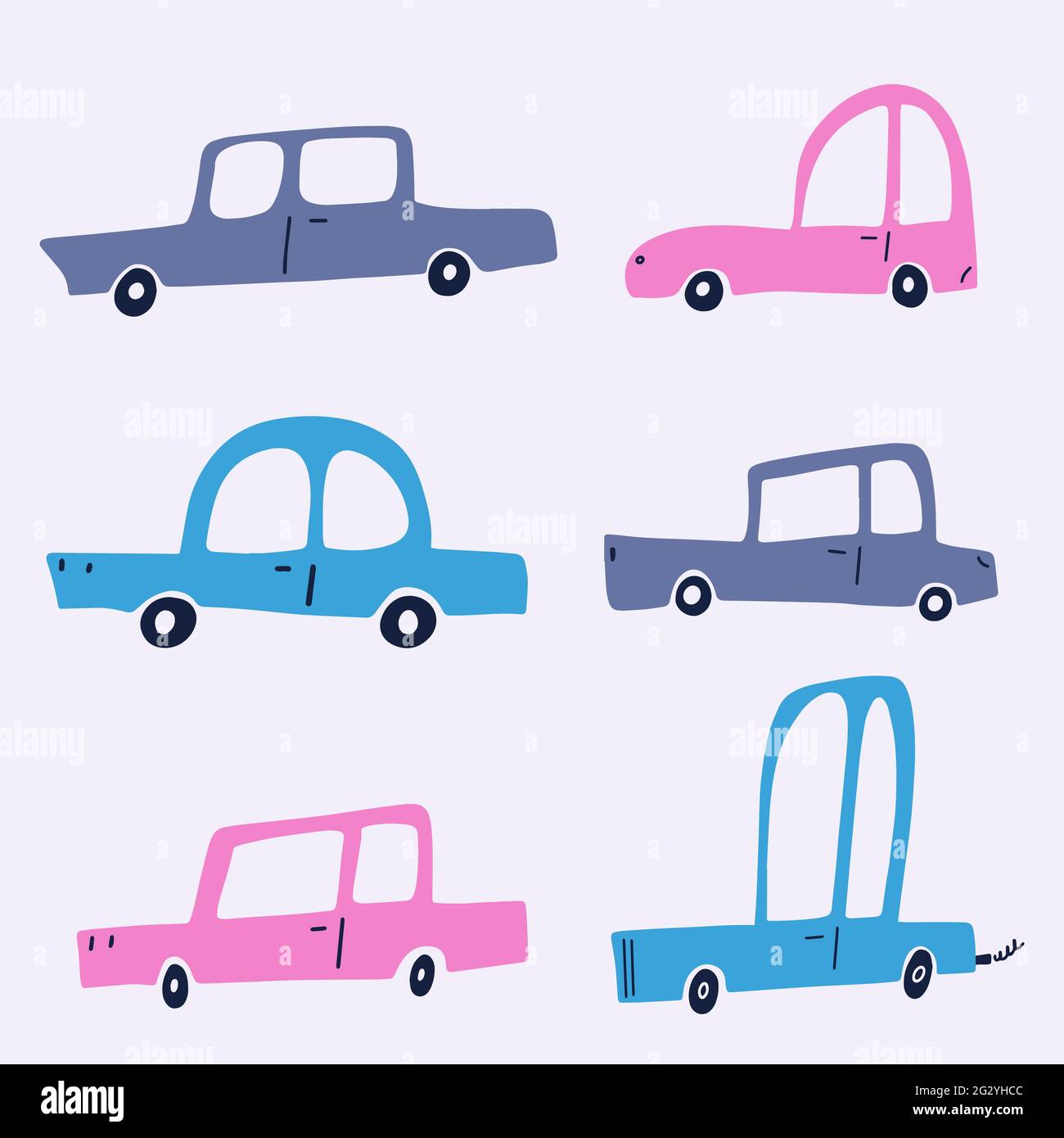 Cute baby cars collection with texture. Colorful cartoon car ...