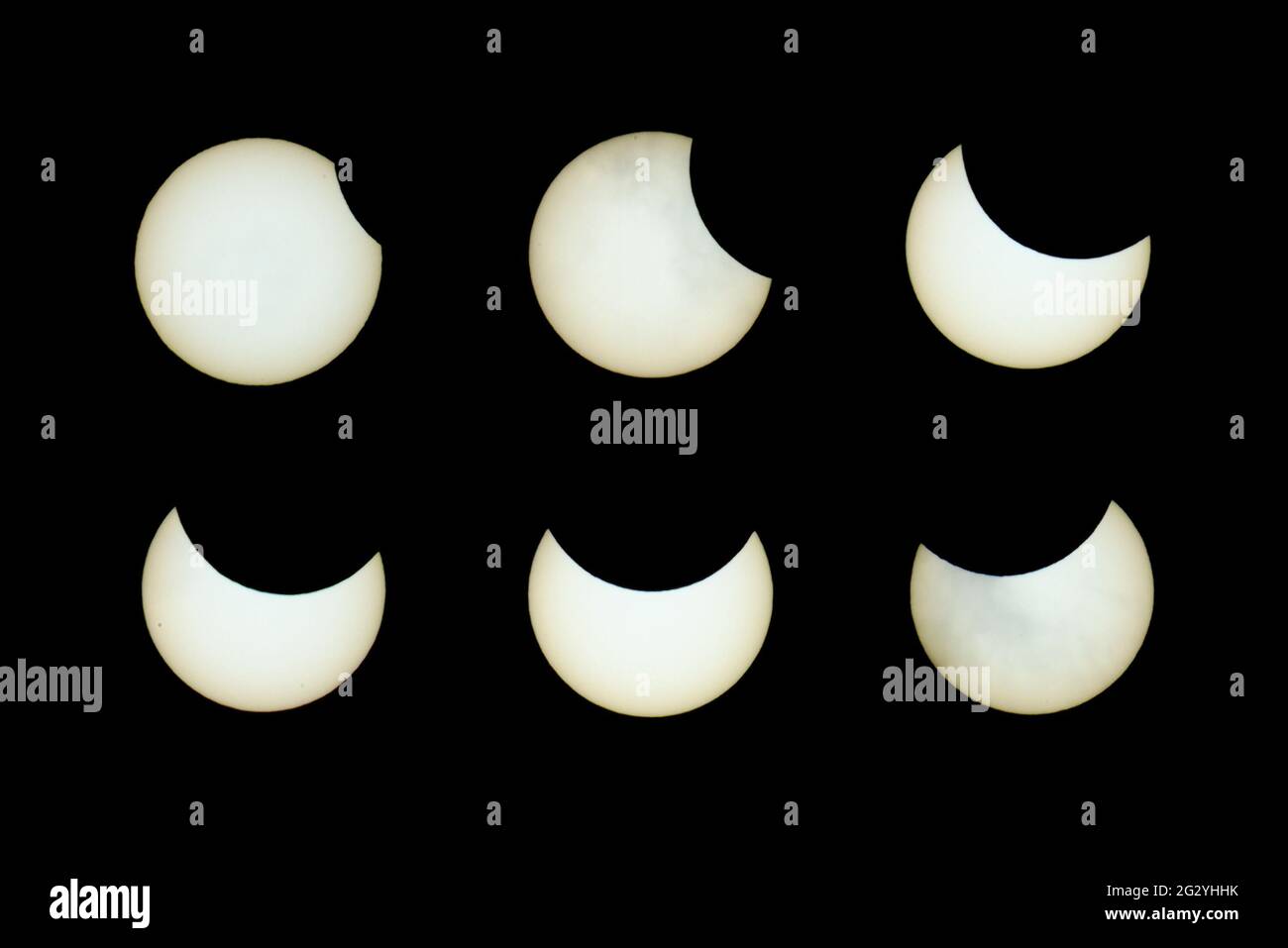 Composite of different phases of solar eclipse on June 10th 2021, shot ...