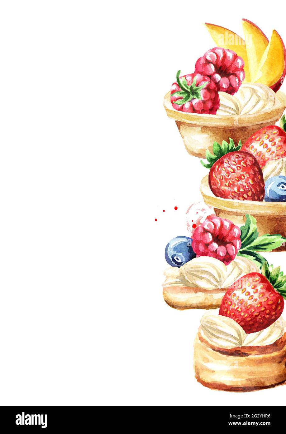 Festive food. Sweet Canape with berries. Template for invitation with ...