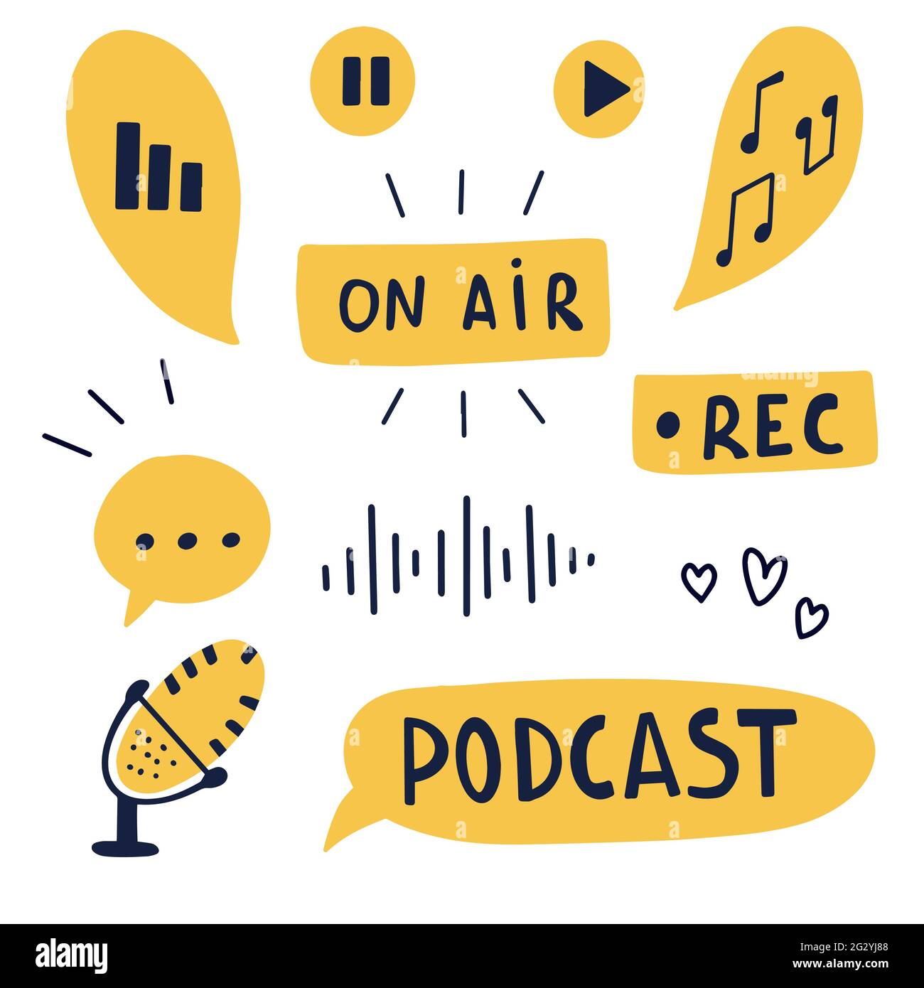 Podcast concept with handwritten lettering and decoration. Text and ...