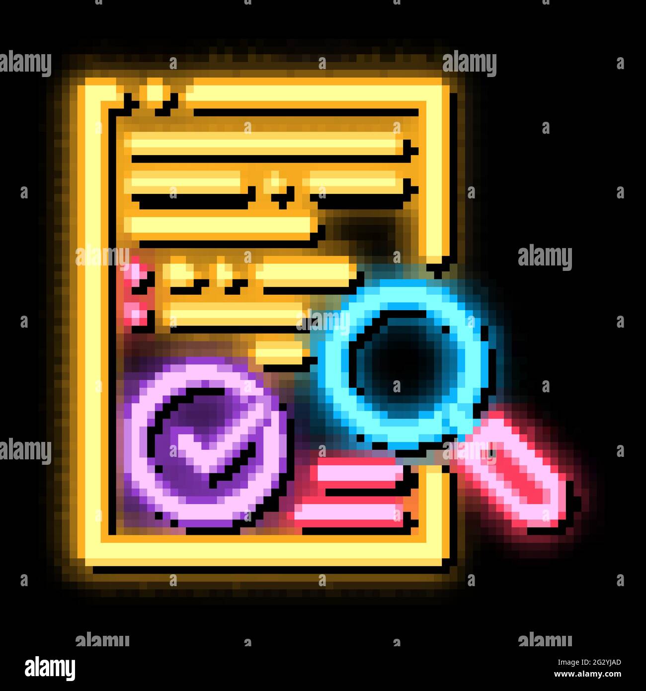 researching and approve license neon glow icon illustration Stock ...
