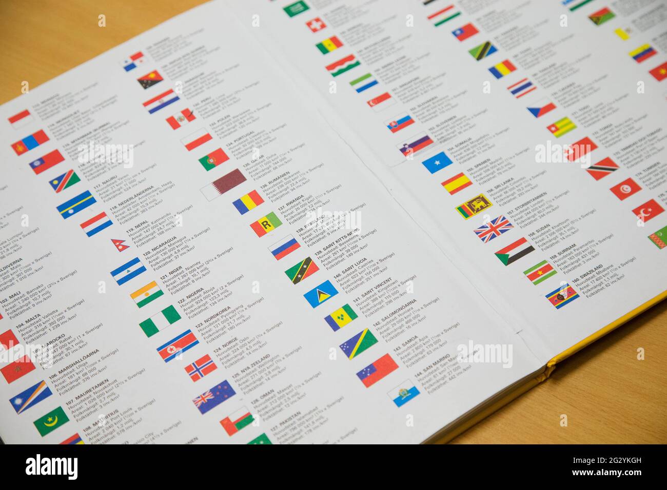 A map book with the flags of different countries in Stock Photo - Alamy