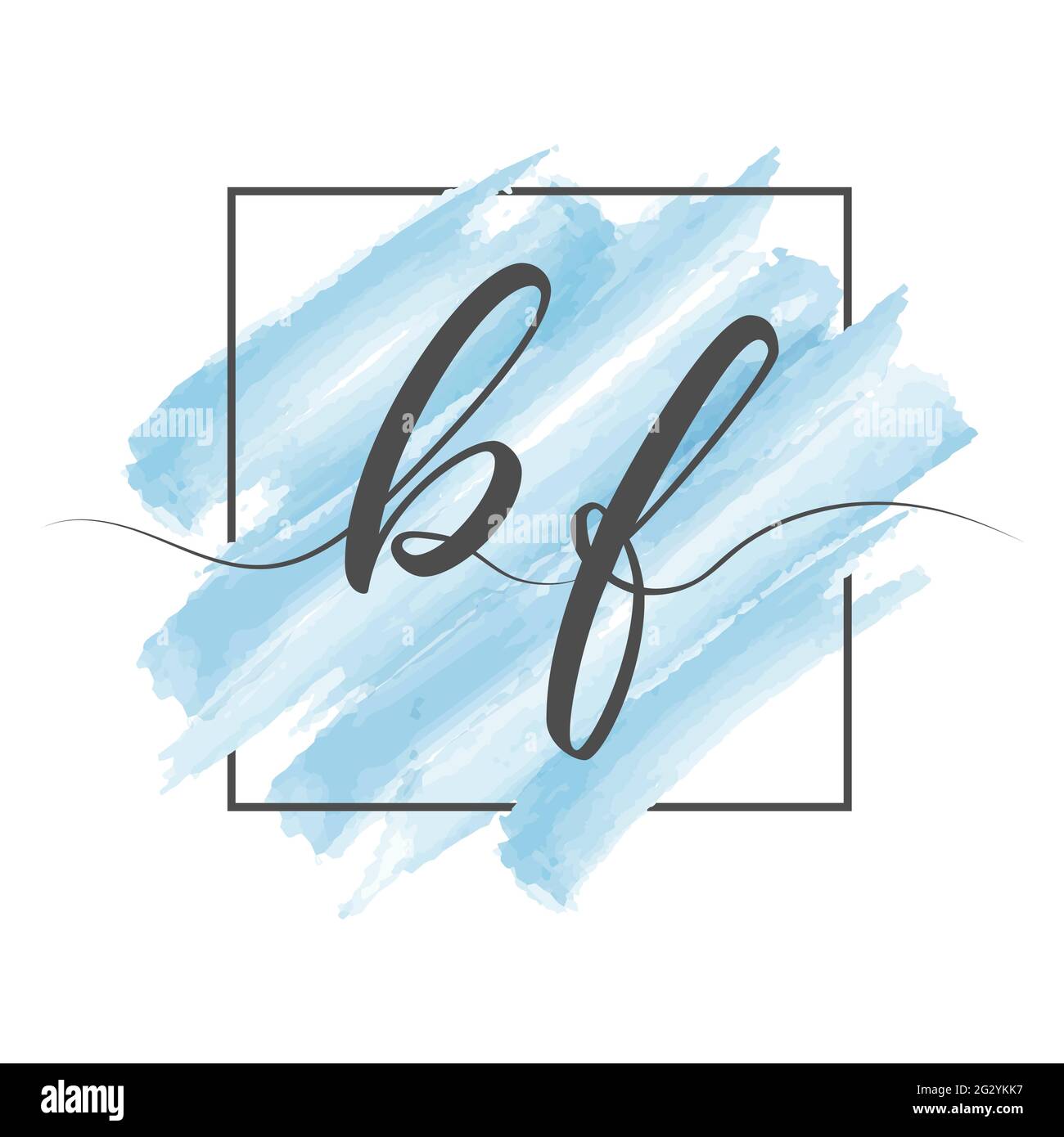 Calligraphic lowercase letters BF in a single line on a colored ...