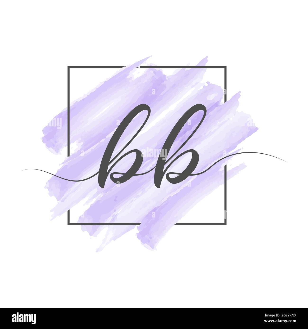 Calligraphic lowercase letters BB in a single line on a colored ...