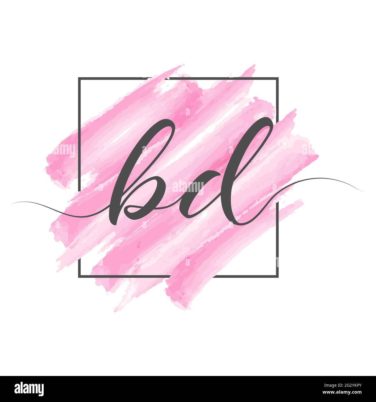 Calligraphic lowercase letters BD in a single line on a colored ...