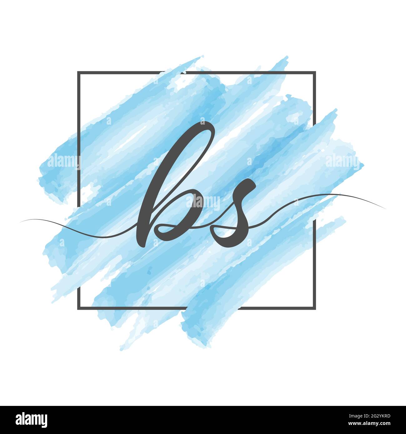 Calligraphic lowercase letters BS in a single line on a colored ...