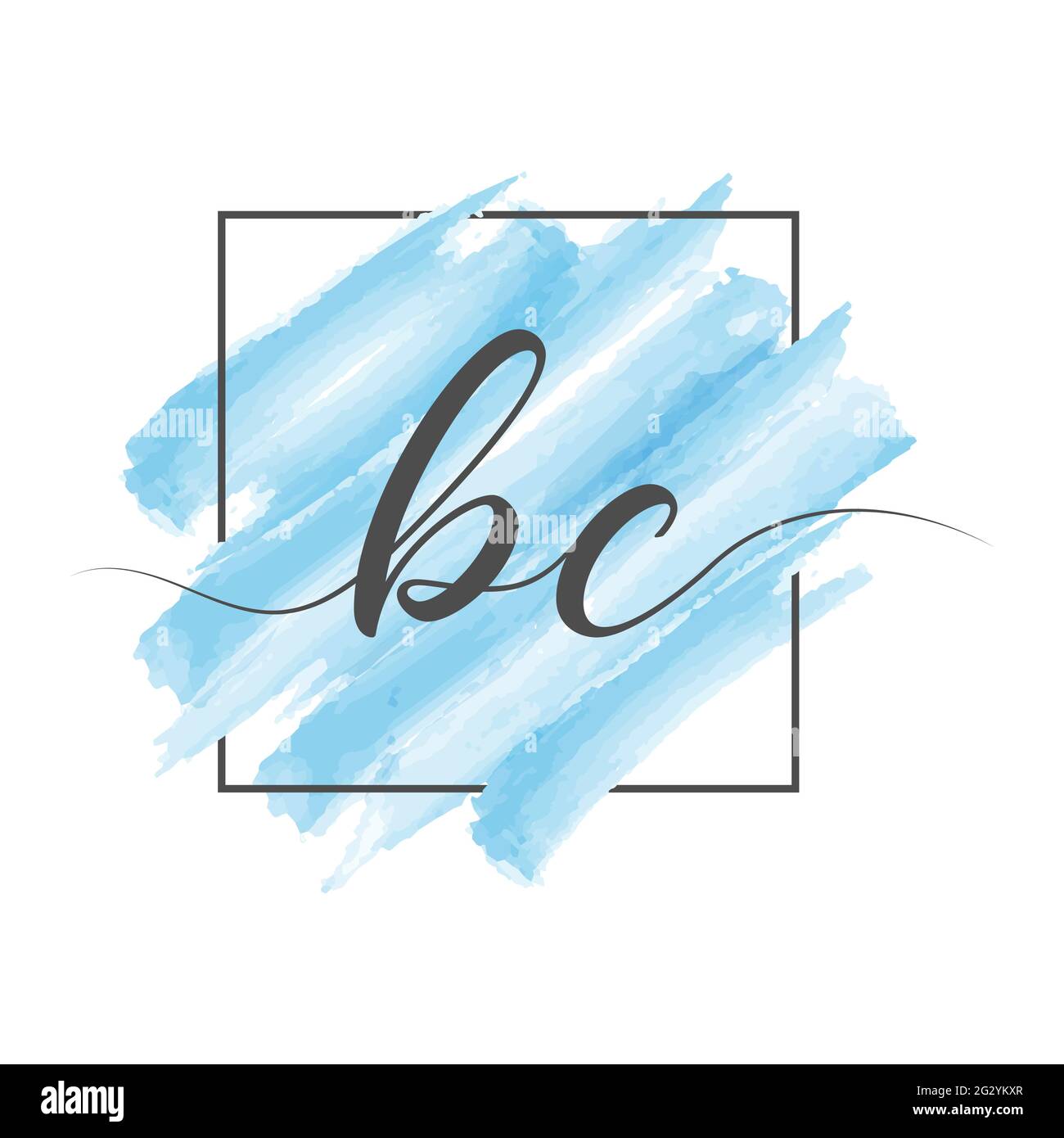 Calligraphic lowercase letters BC in a single line on a colored ...