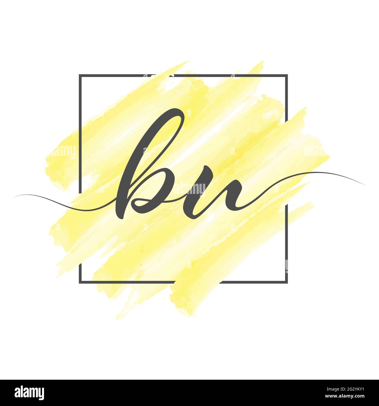 Calligraphic lowercase letters BU in a single line on a colored ...