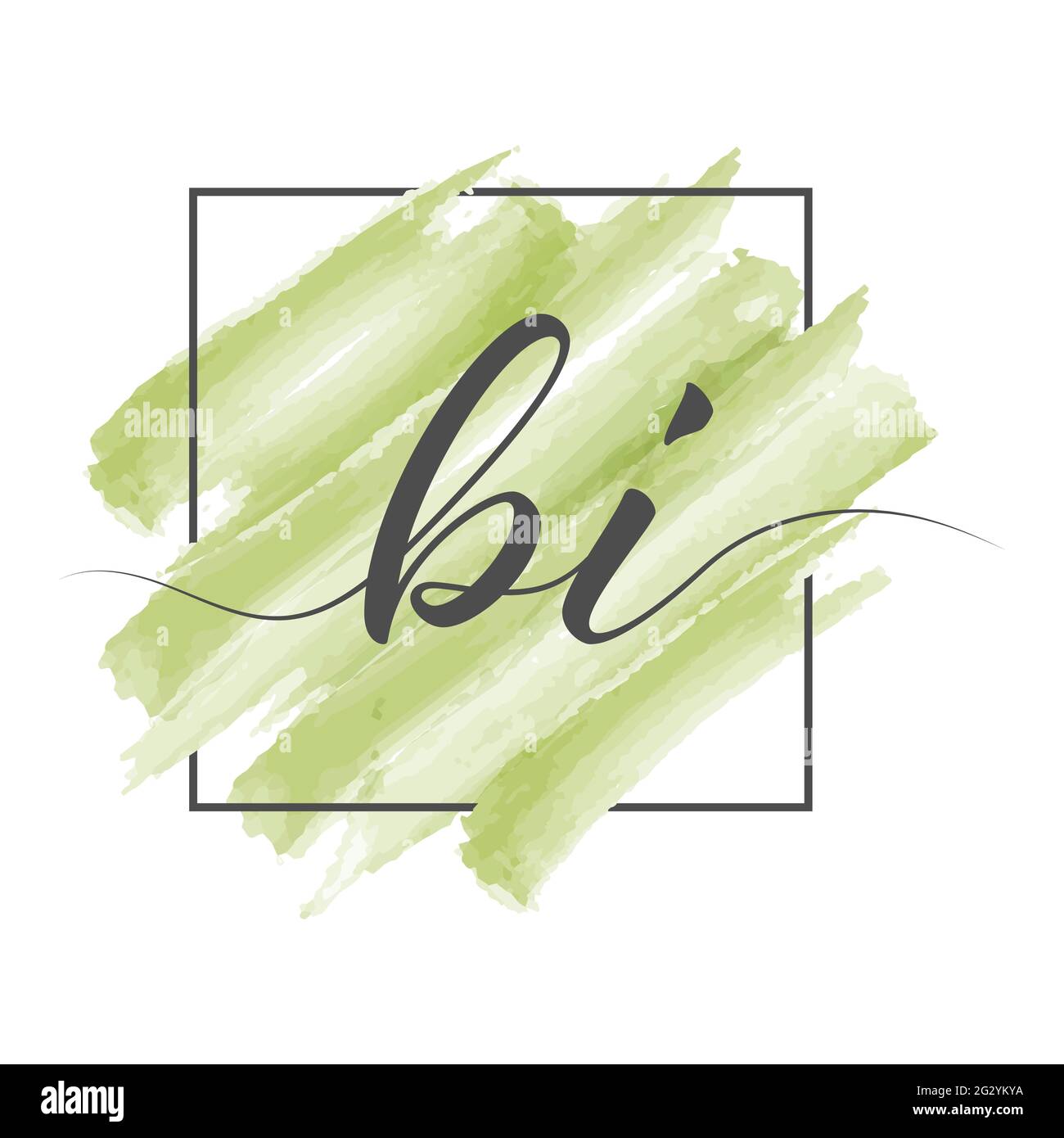 Calligraphic lowercase letters BI in a single line on a colored ...
