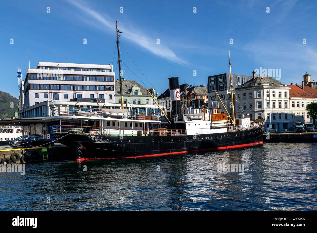Veteran passenger steam ship Stord 1, built 1913. Berthed in the port ...