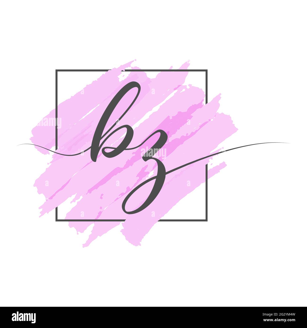 Calligraphic lowercase letters BZ in a single line on a colored ...