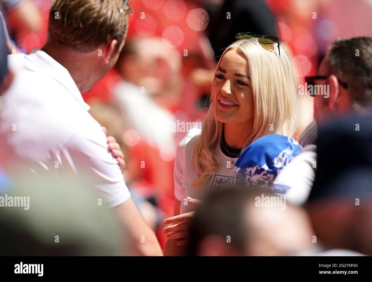 Jordan Pickford’s wife Megan Davison in the stands during the UEFA Euro ...